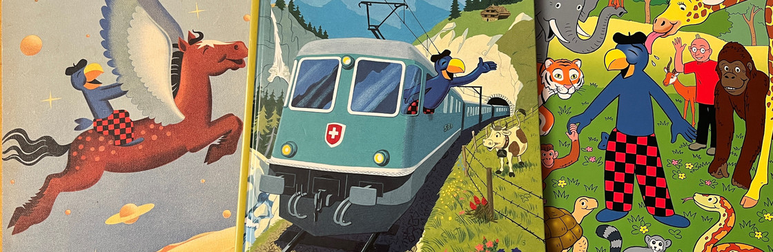 Globi le perroquet bleu et son Globi-Express